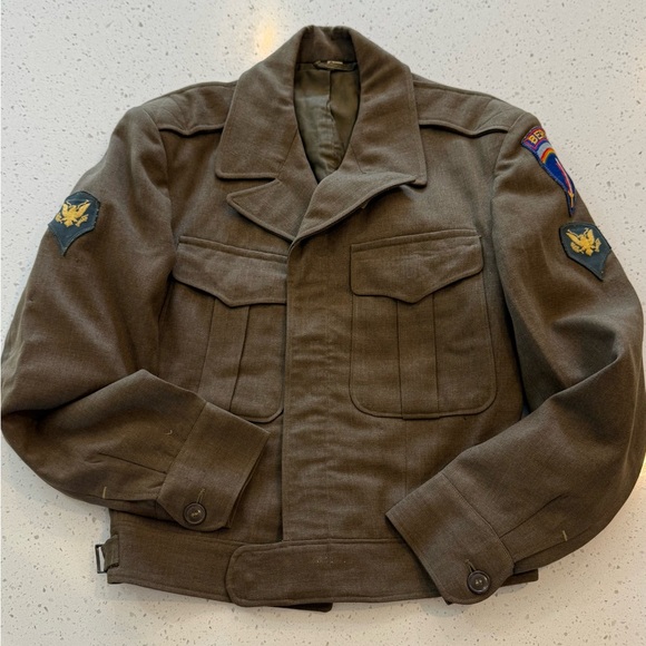 Jackets & Coats | 34r Vintage Us Army Wool Ike Jacket Ww2 Battle Olive ...